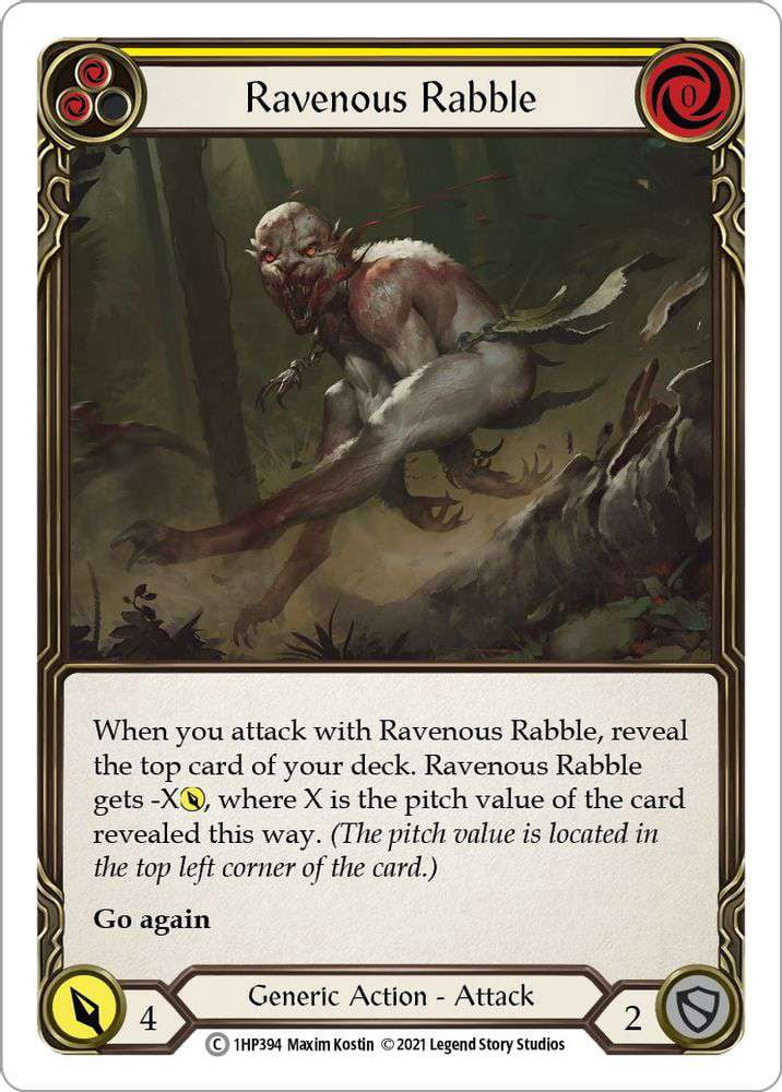 Flesh and Blood History Pack 1 Common Ravenous Rabble #1HP394 [Yellow ...