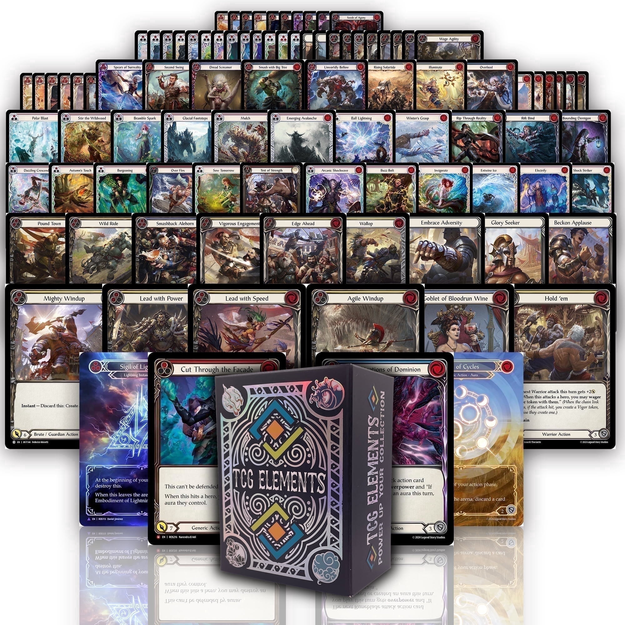 TCG Elements - Flesh and Blood TCG Bundle, 100 Uncommon/Common Cards, 5 ...