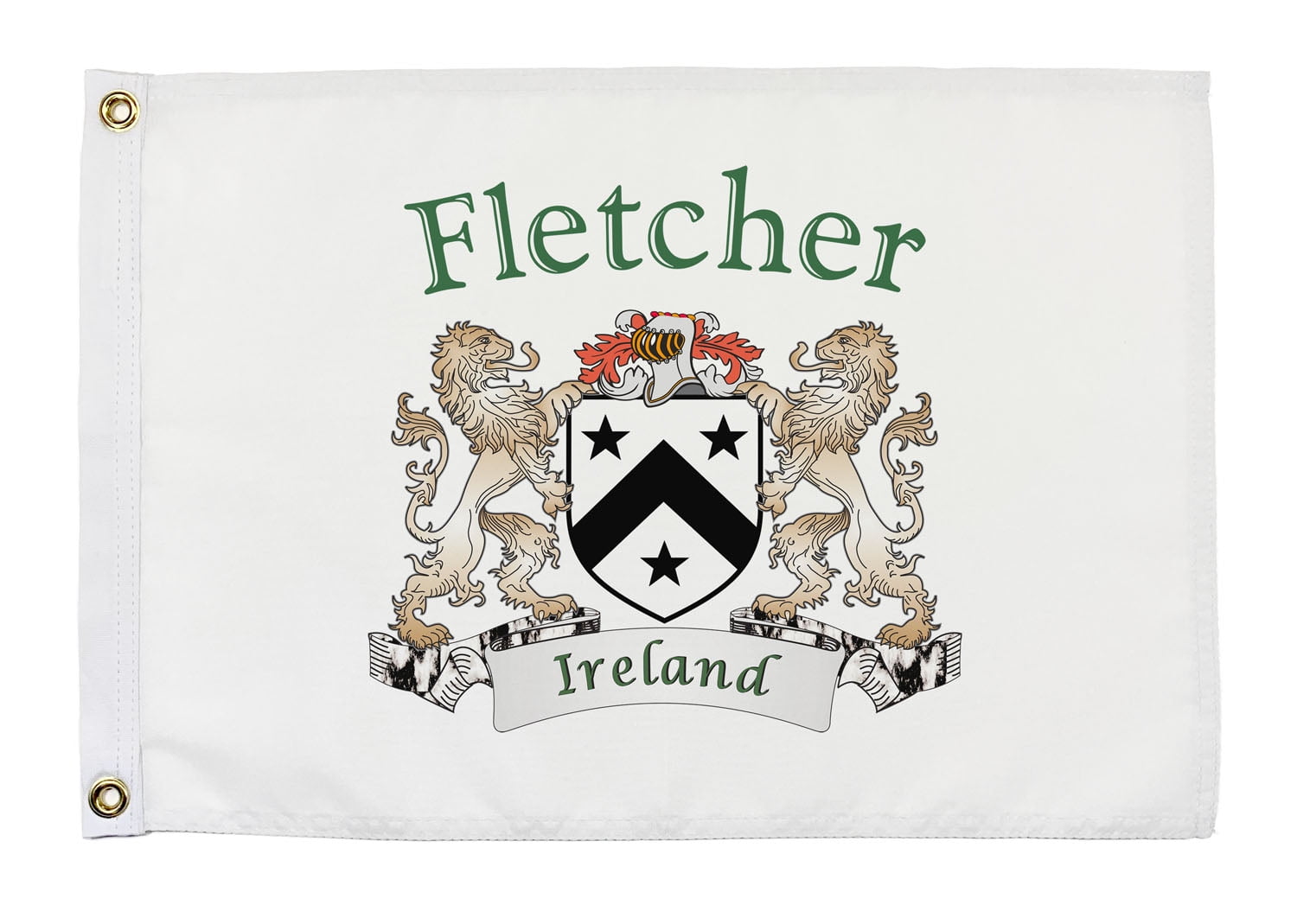 Fletcher Irish Coat of Arms Small White Flag - 16"x10.5" inches ...