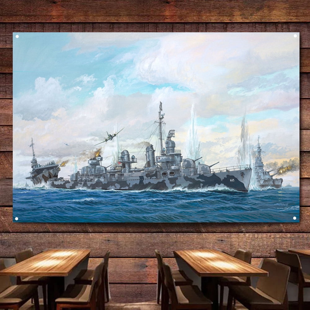 Fletcher class destroyer Battleship Wall Art Banners Hanging Flags Wall ...