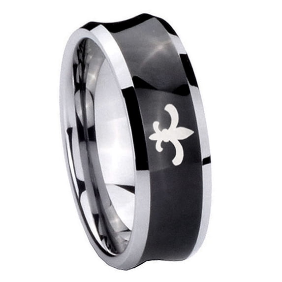 Fleur De Lis Concave Black Tungsten Men Ring 10MM - Walmart.com