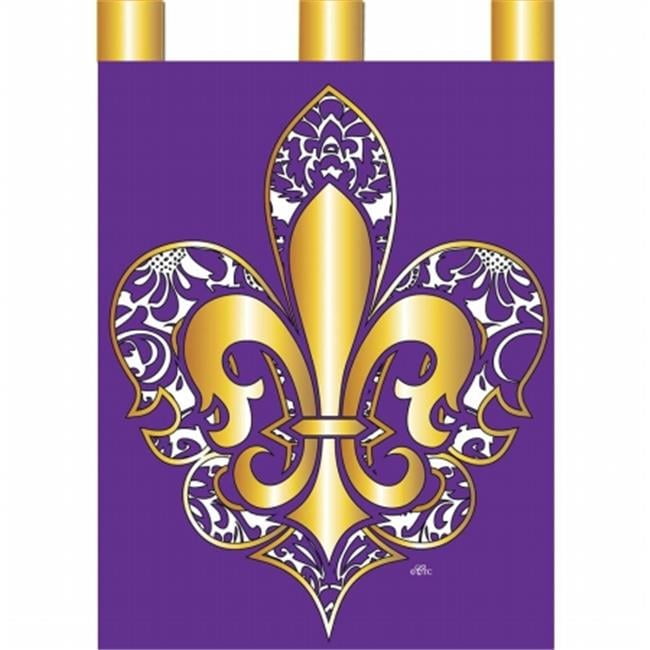 Fleur De Lis Damask Flag, Purple & Gold - Large - Walmart.com