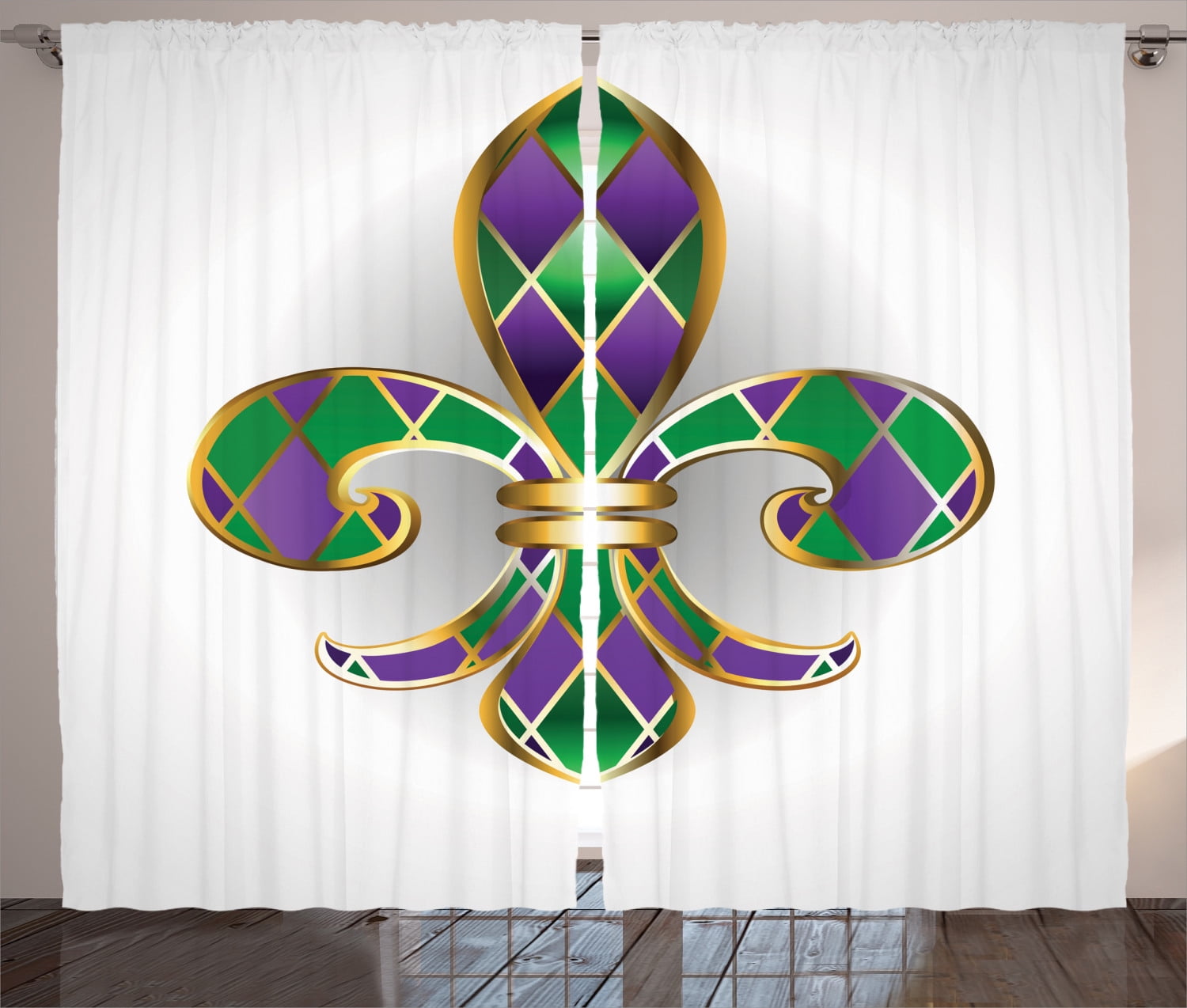 Ambesonne Fleur De Lis Curtains 2 Panel Set, Lily Royalty, 108" x 90 ...