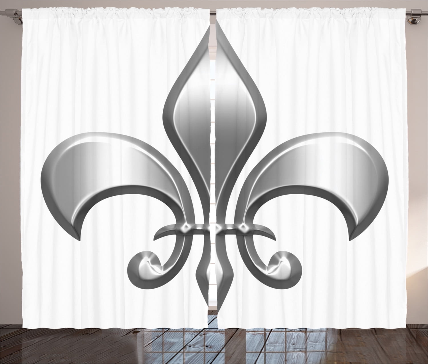 Ambesonne Medieval Curtains 2 Panel Set, Lily Flower, 108" x 90", White ...
