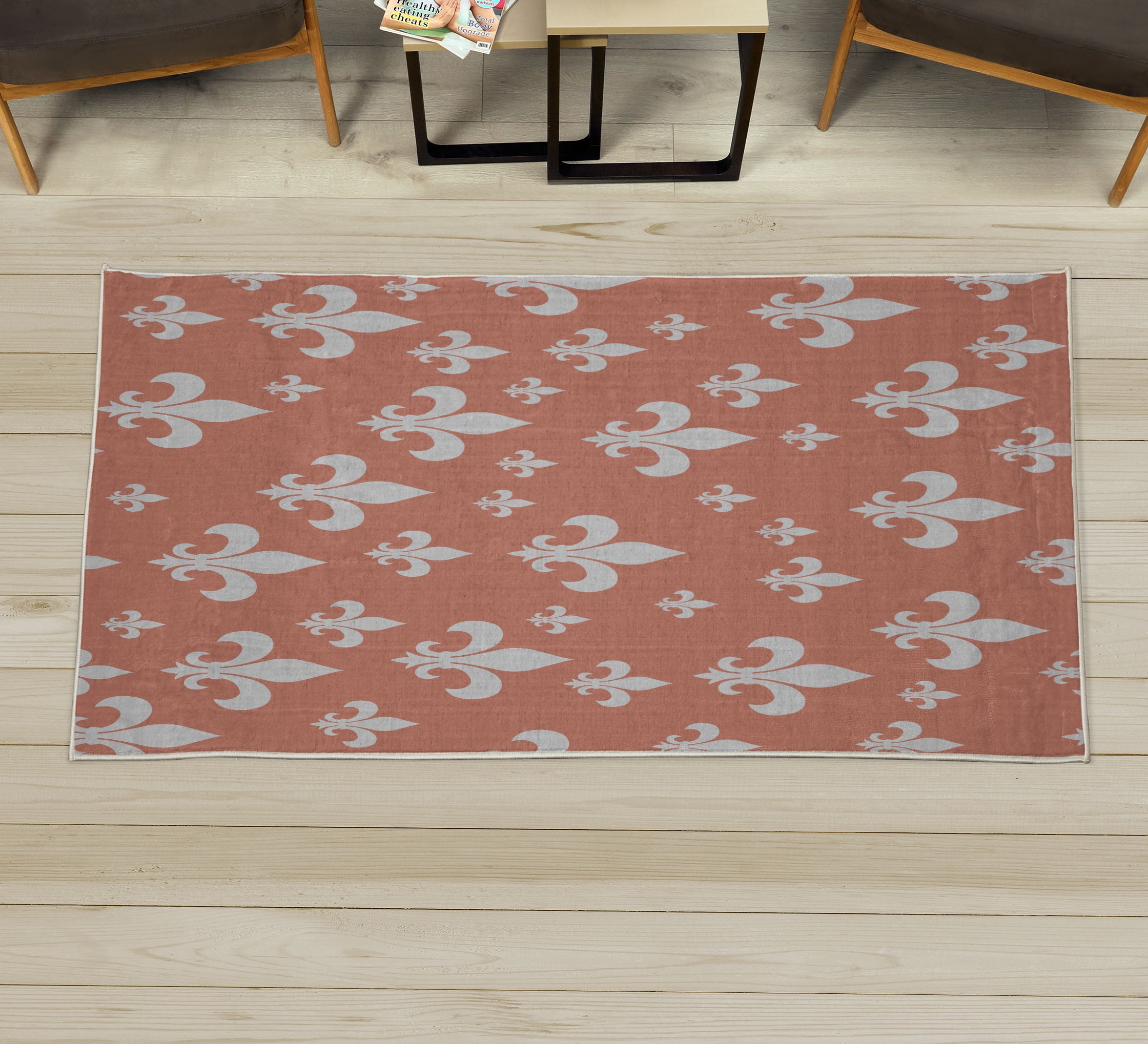 Fleur De Lis Decorative Rug, Lily Pattern Classic Retro Royal Vintage European Iris Ornamental ...