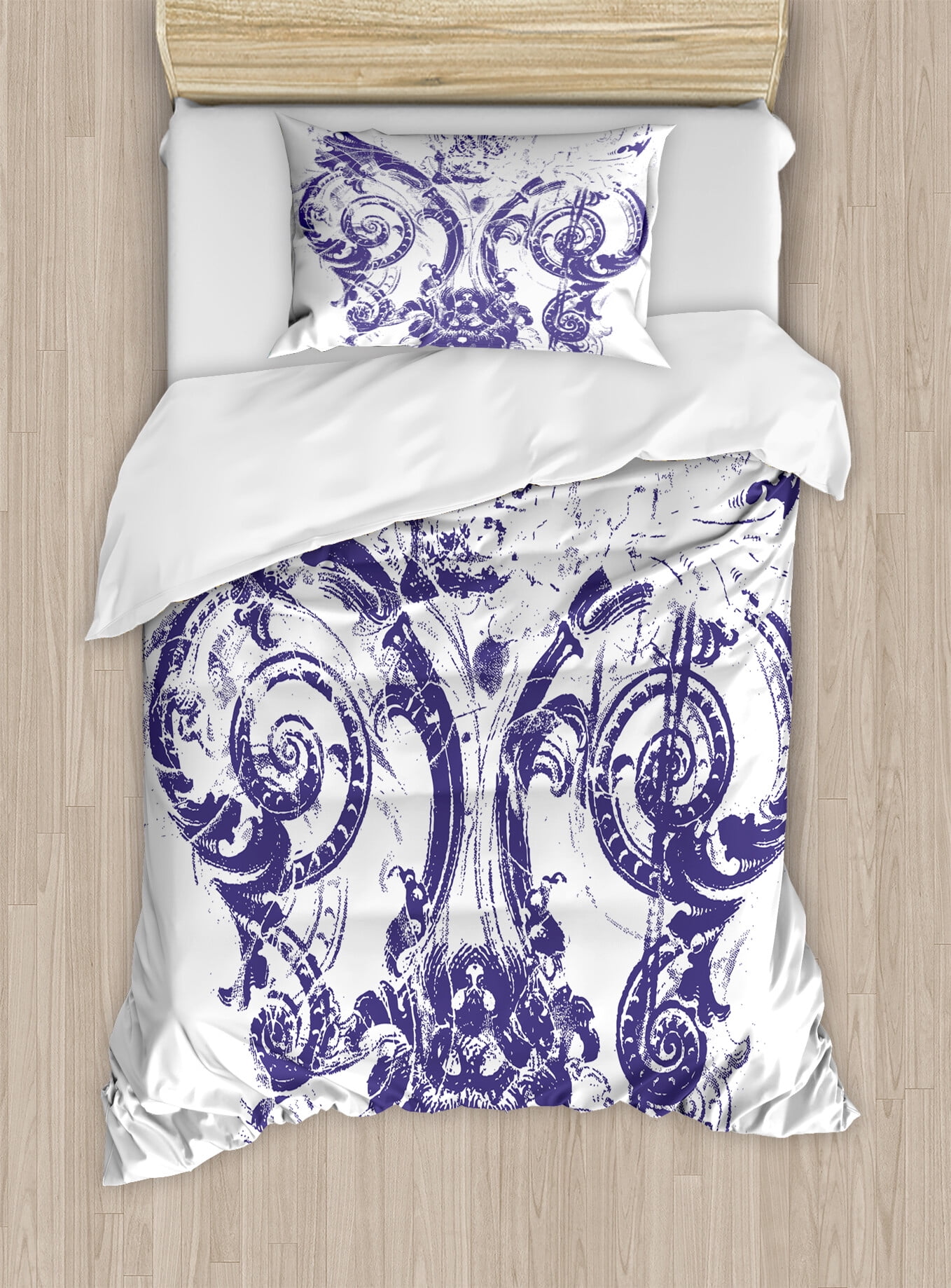 Fleur De Lis Duvet Cover Set, Digital Grunge Lily Emperor Flag ...