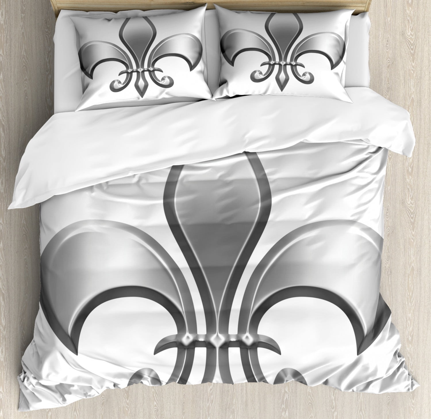 Fleur De Lis Duvet Cover Set Queen Size, Lily Flower Symbol Nobility of ...