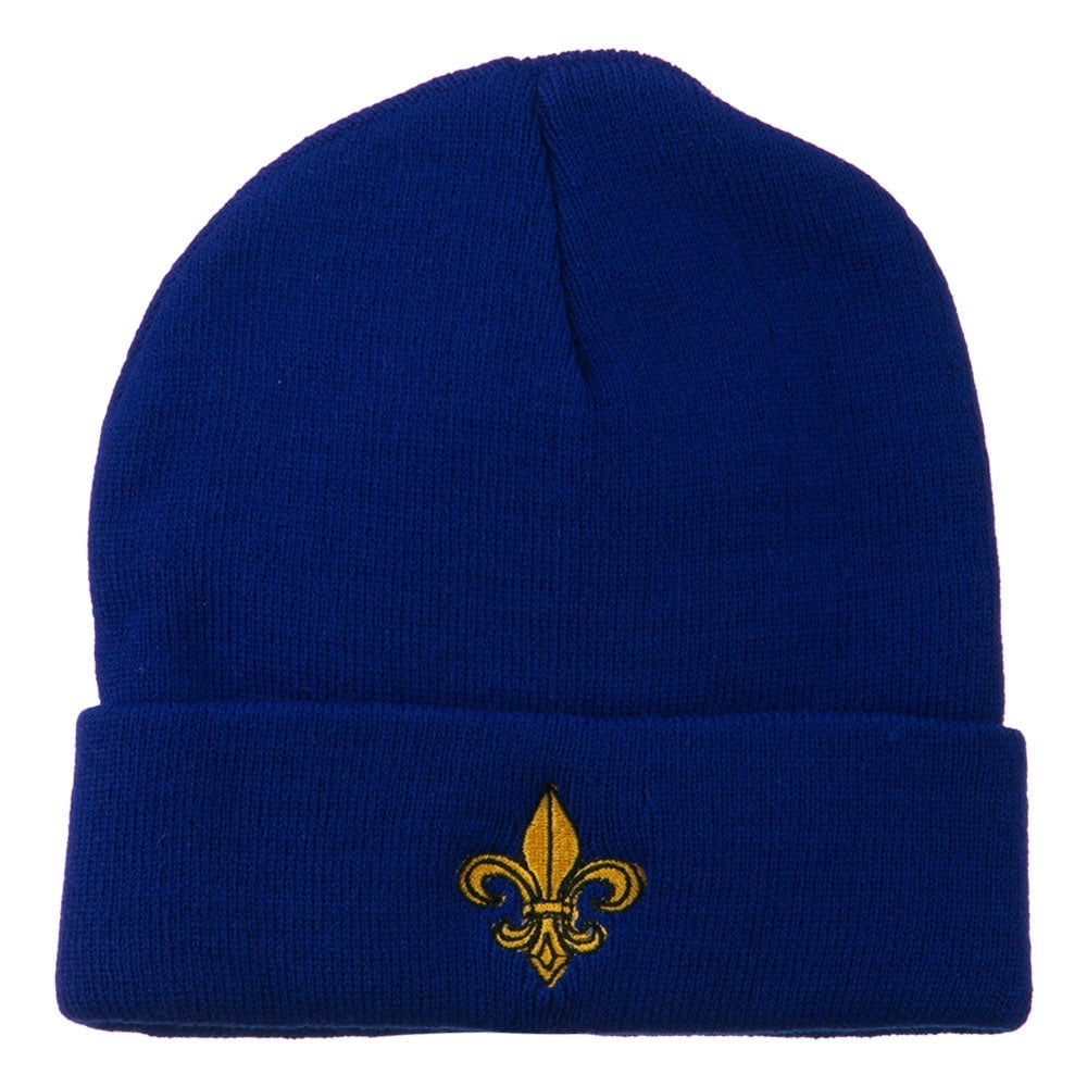 Fleur De Lis Embroidered Long Beanie - Royal OSFM - Walmart.com