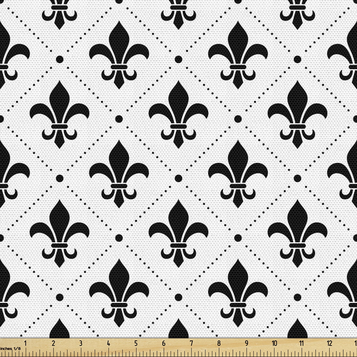 Fleur De Lis Fabric by the Yard, French Culture Inspired Motifs Dotted ...