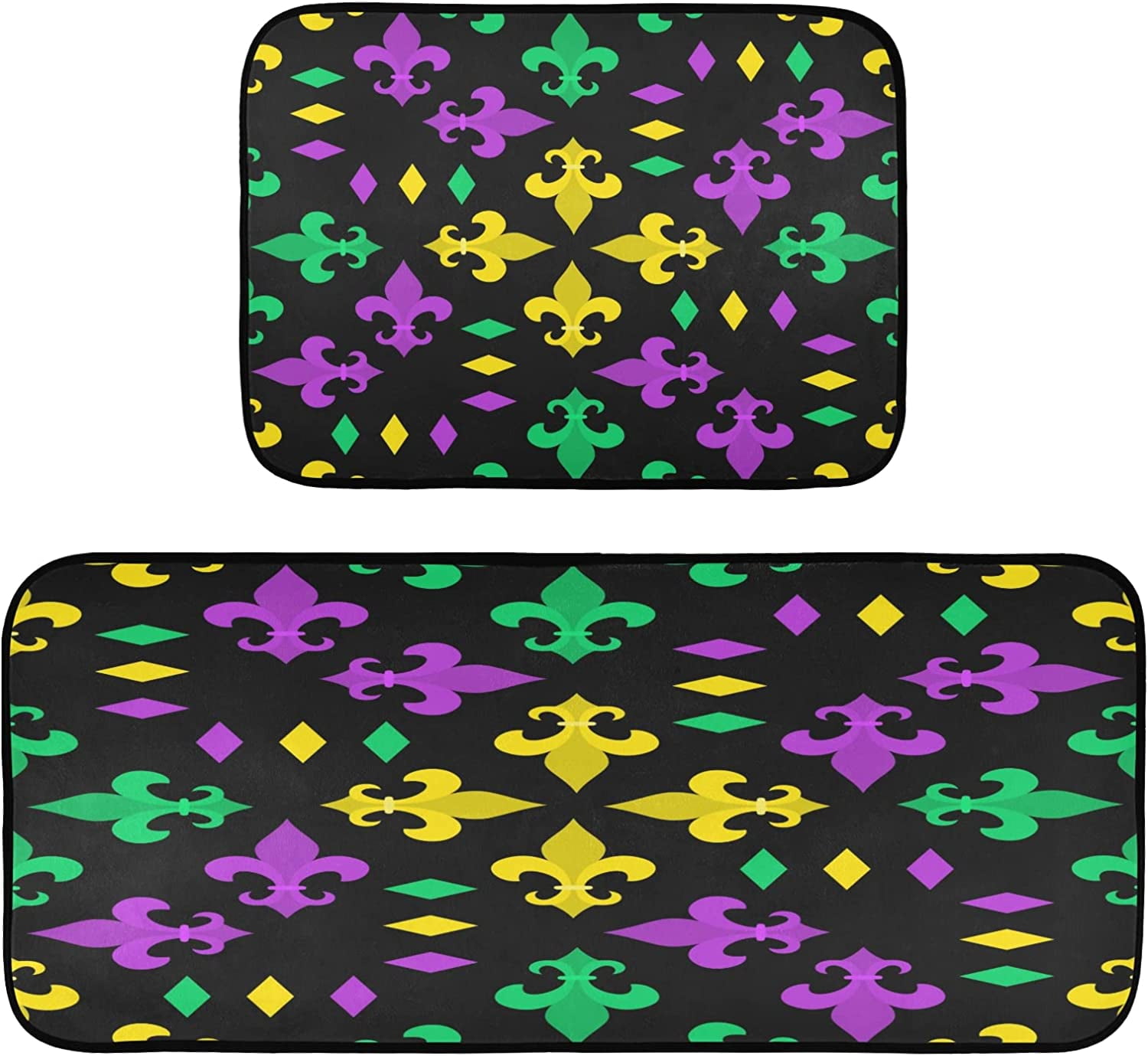 Fleur De Lis Flowers Kitchen Mats Mardi Gras Kitchen Rugs Runner ...