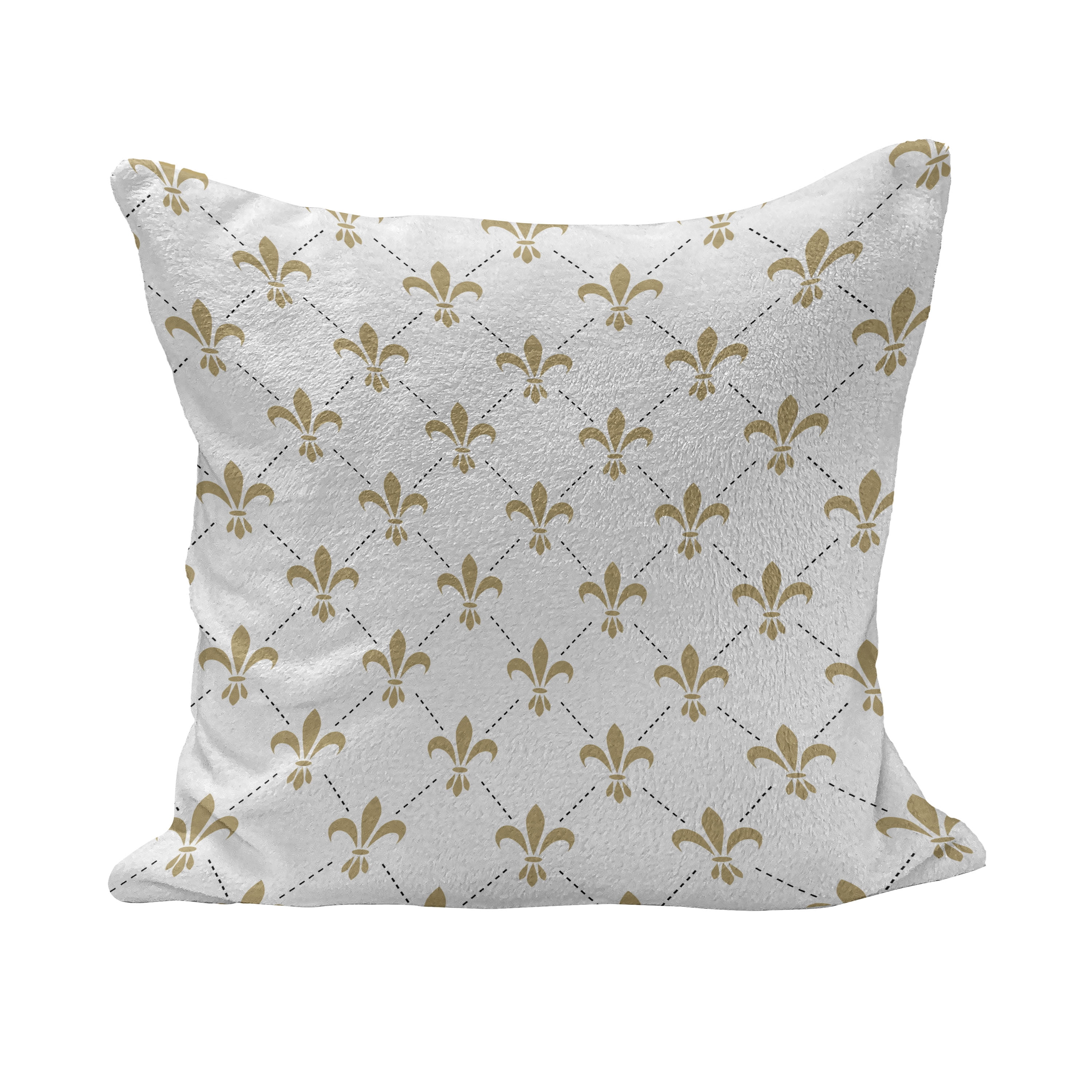 Fleur De Lis Fluffy Throw Pillow Cushion Cover, Repeated Abstract ...