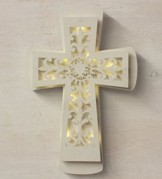 Fleur-De-Lis Lighted Wall Cross - Walmart.com