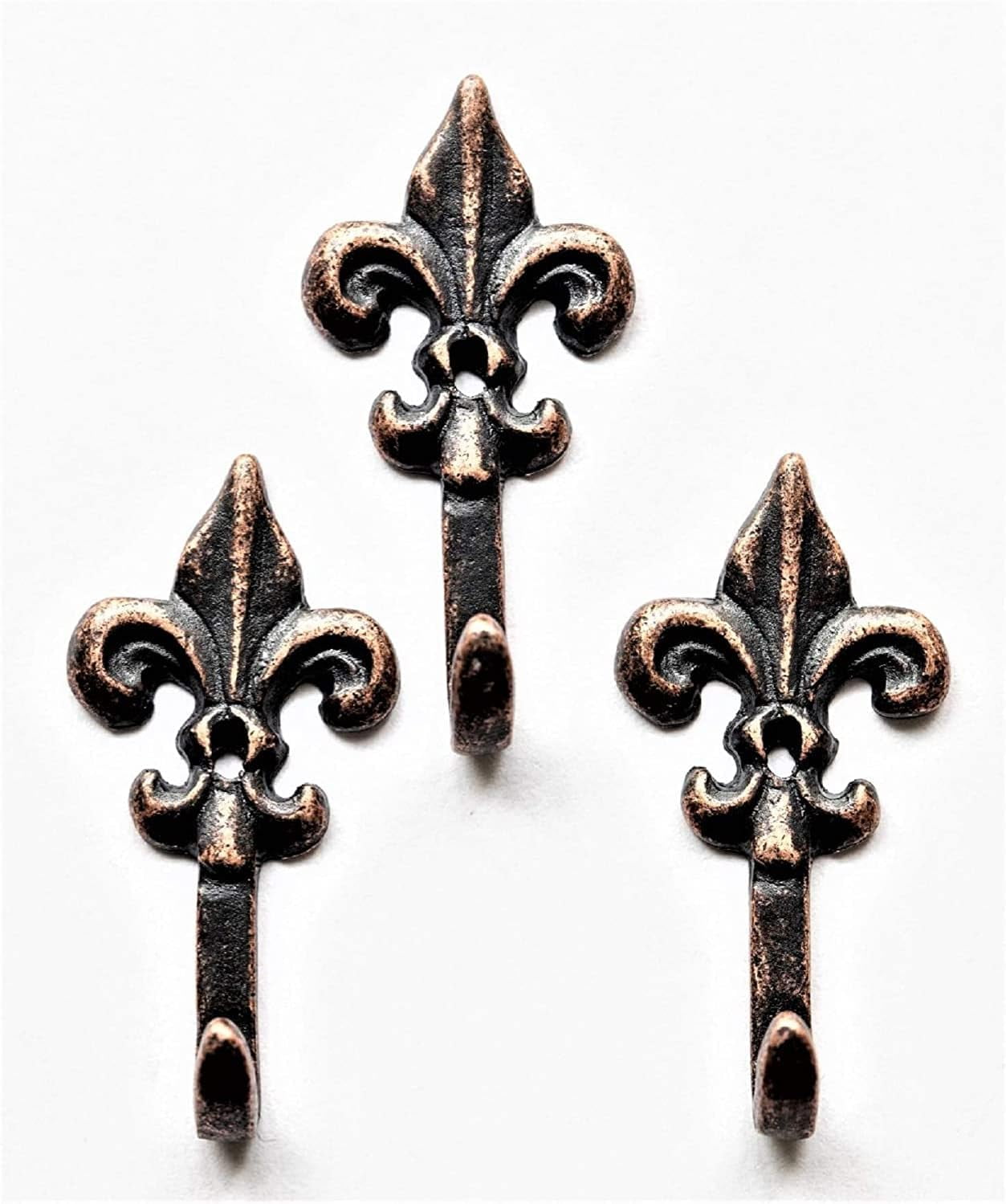Fleur De Lis Mini Hooks, Mini Decorative Wall Hooks, 3pc Set, Oil ...