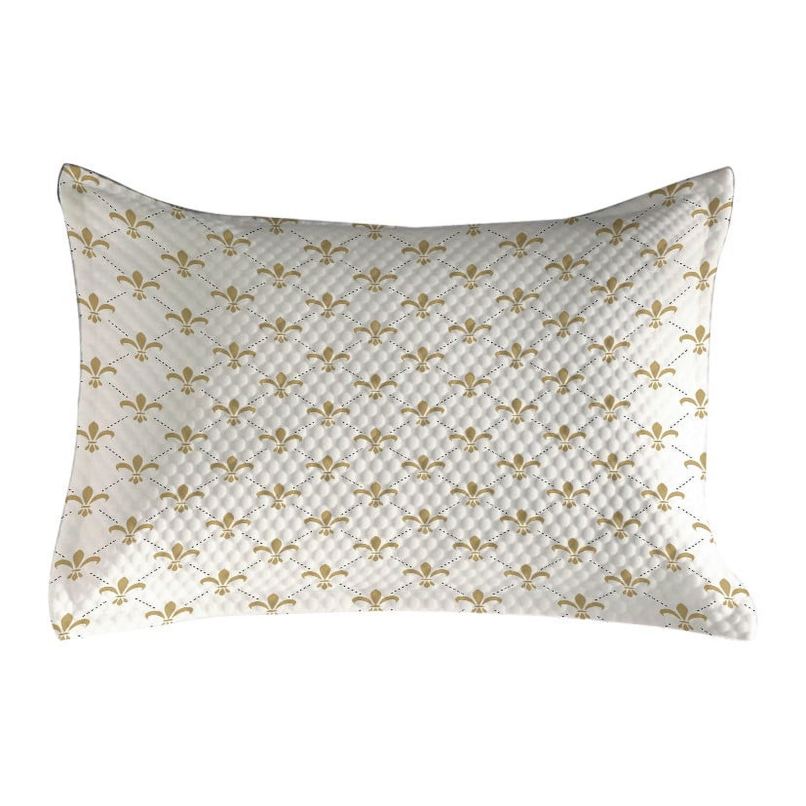 Fleur De Lis Quilted Pillowcover, Repeated Abstract Floral Old Antique ...