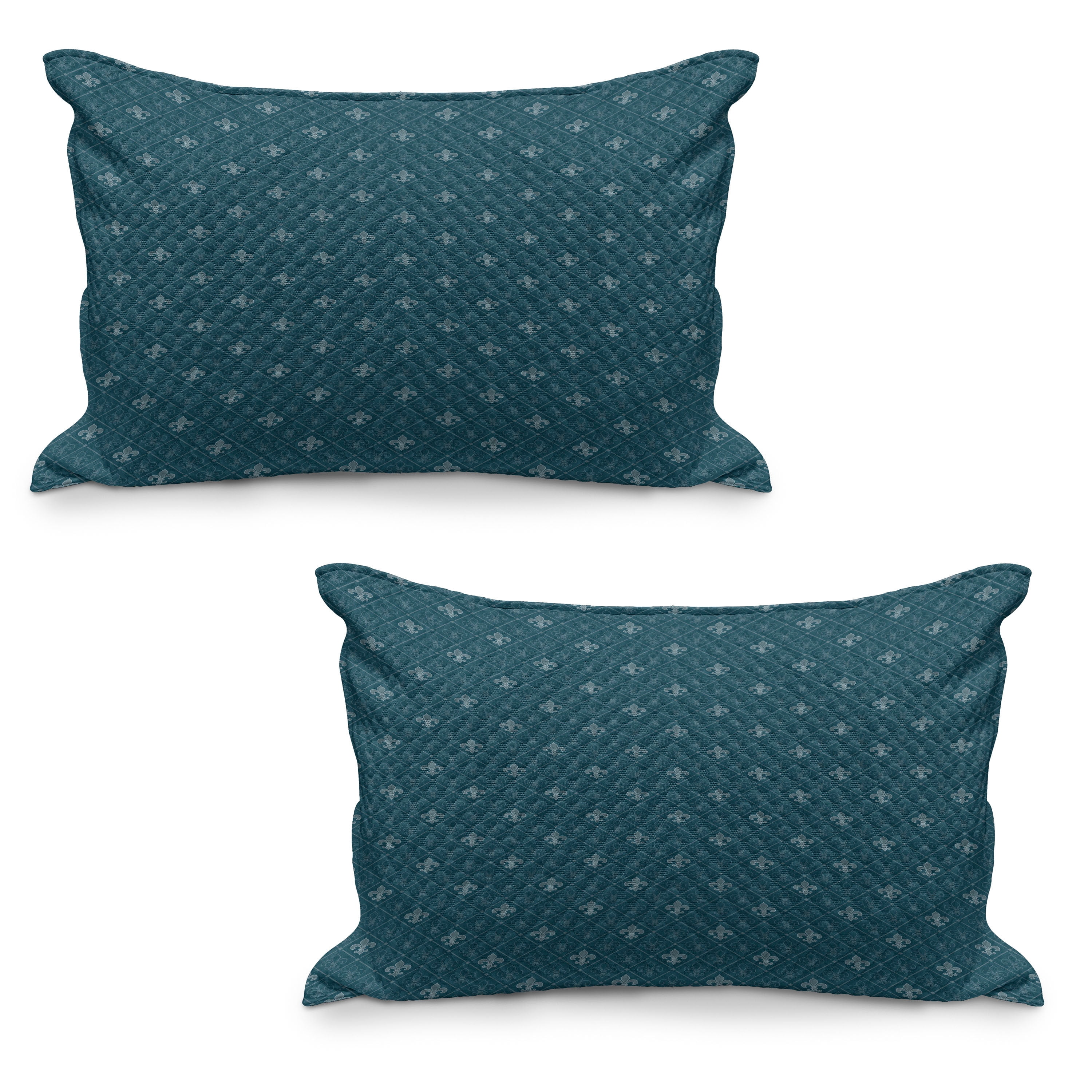 Fleur De Lis Quilted Pillowcover Set of 2, Middle Ages Abstract Floral ...