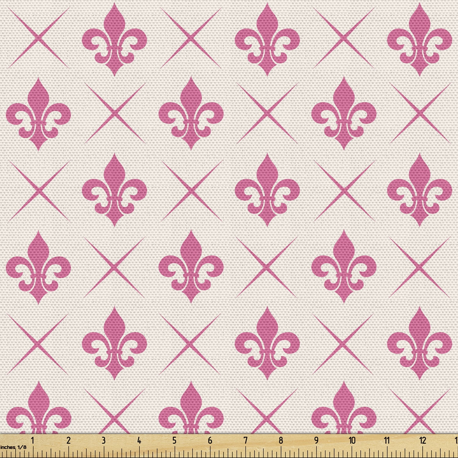 Fleur De Lis Sofa Upholstery Fabric by the Yard, Pink Colored Lily ...