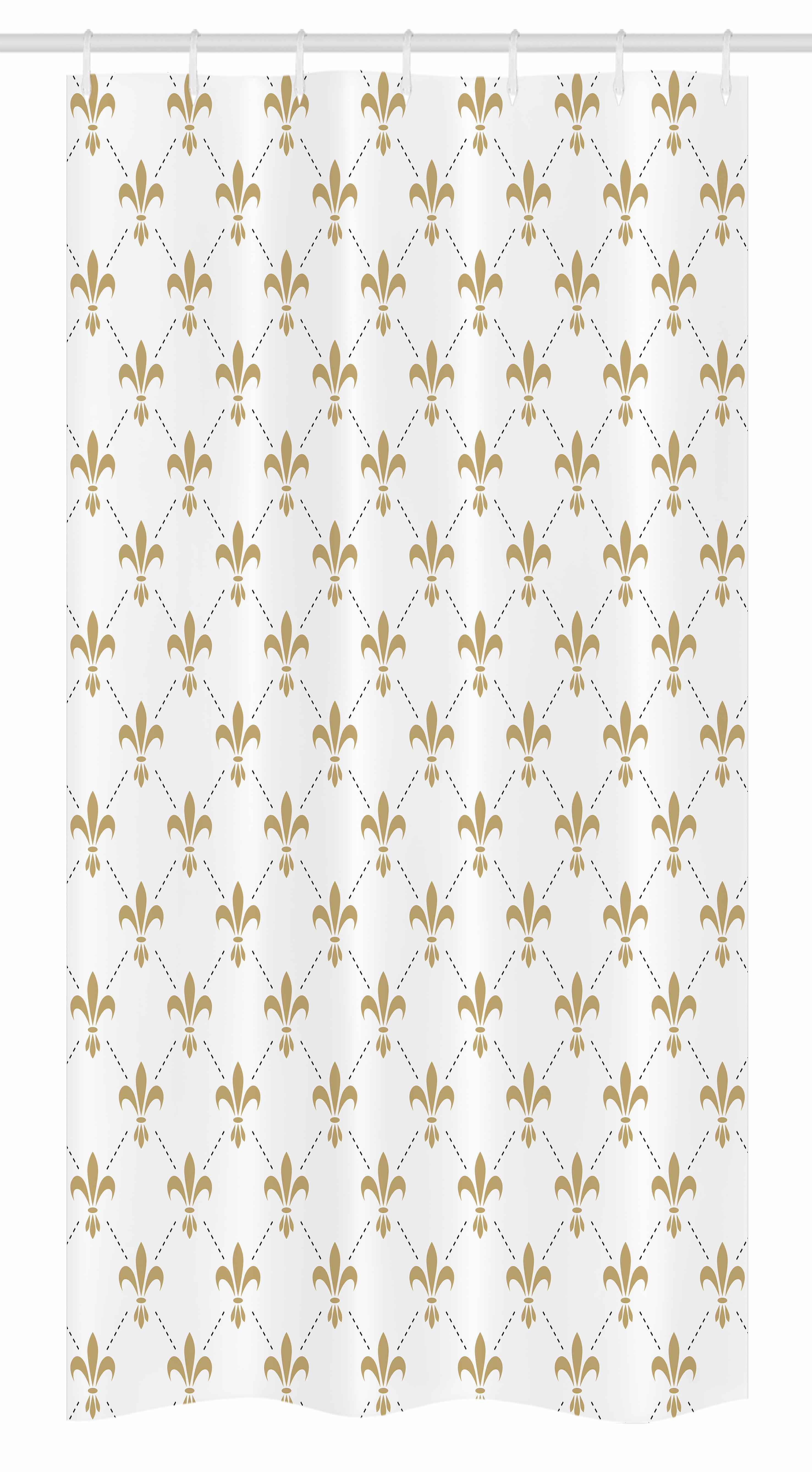 Fleur De Lis Stall Shower Curtain, Fleur De Lis Pattern Vintage Stylized Lily Flower Royal ...