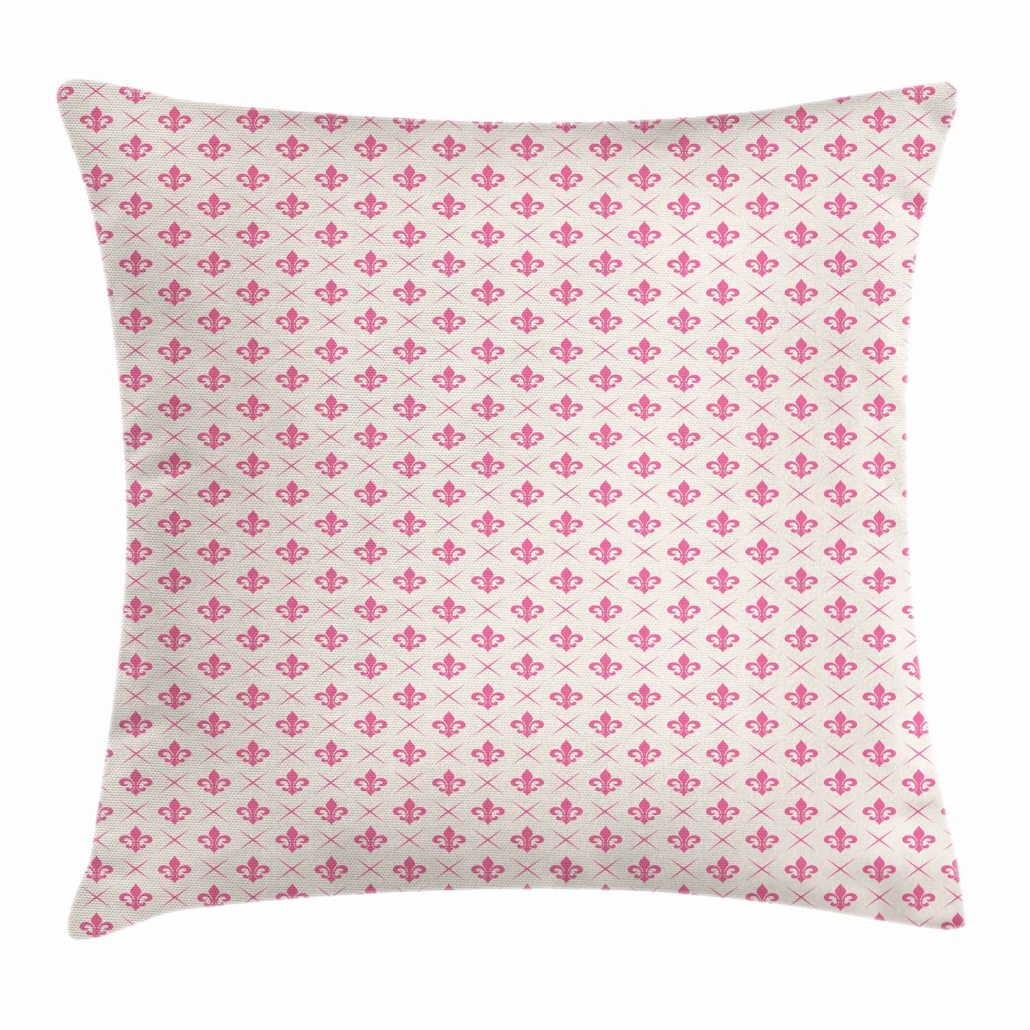 Fleur De Lis Throw Pillow Cushion Cover, Pink Colored Ancient Lily ...