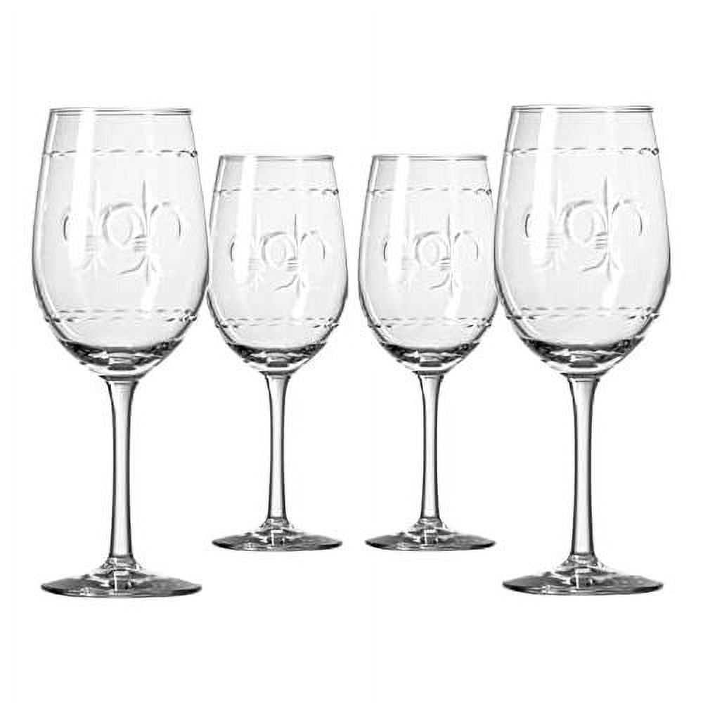 Fleur De Lis White Wine Glass 12 Ounce Stemmed Wine Glasses Set Of 4 Lead Free Glass Wheel