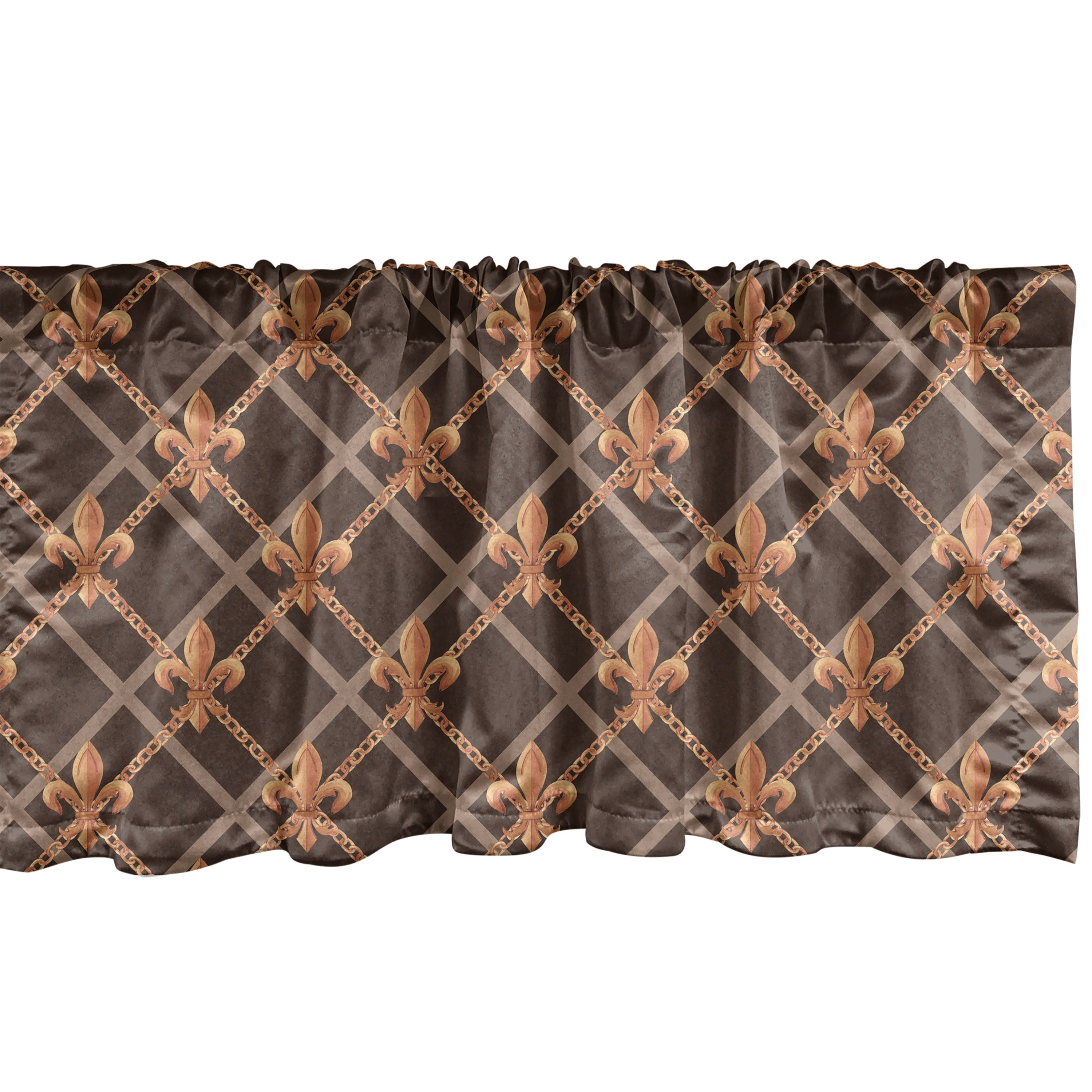 Fleur De Lis Window Valance, French Royal Pattern on Diagonal Squares ...