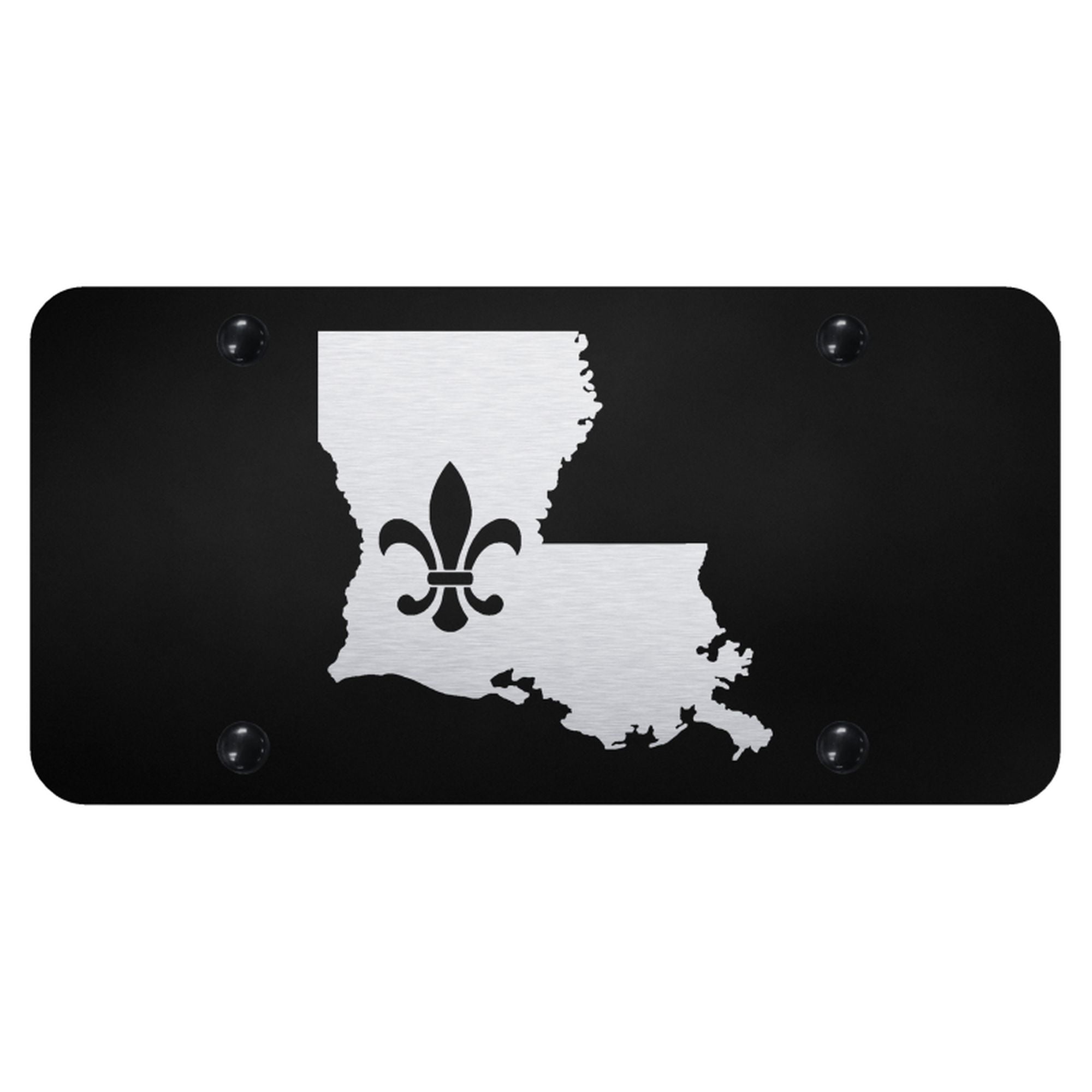 Fleur-De-Lis on LA Outline Laser Etched Logo License Plate (Black ...