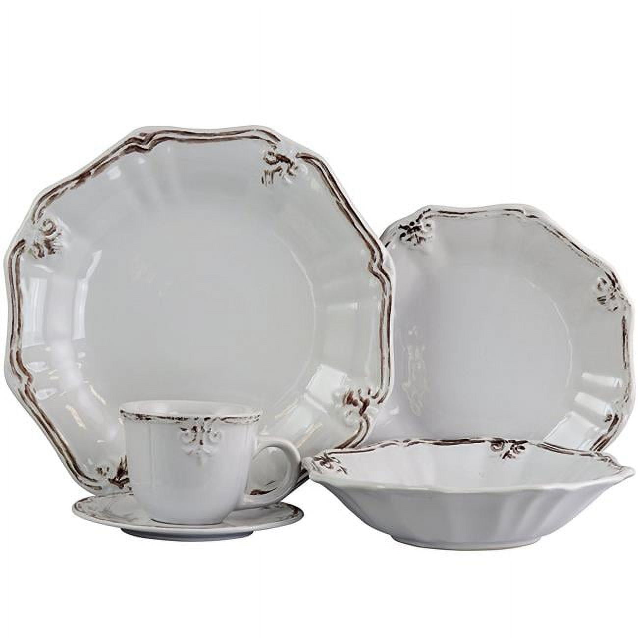 Fleur De Lys 20-Piece Dinnerware Set in White - Walmart.com