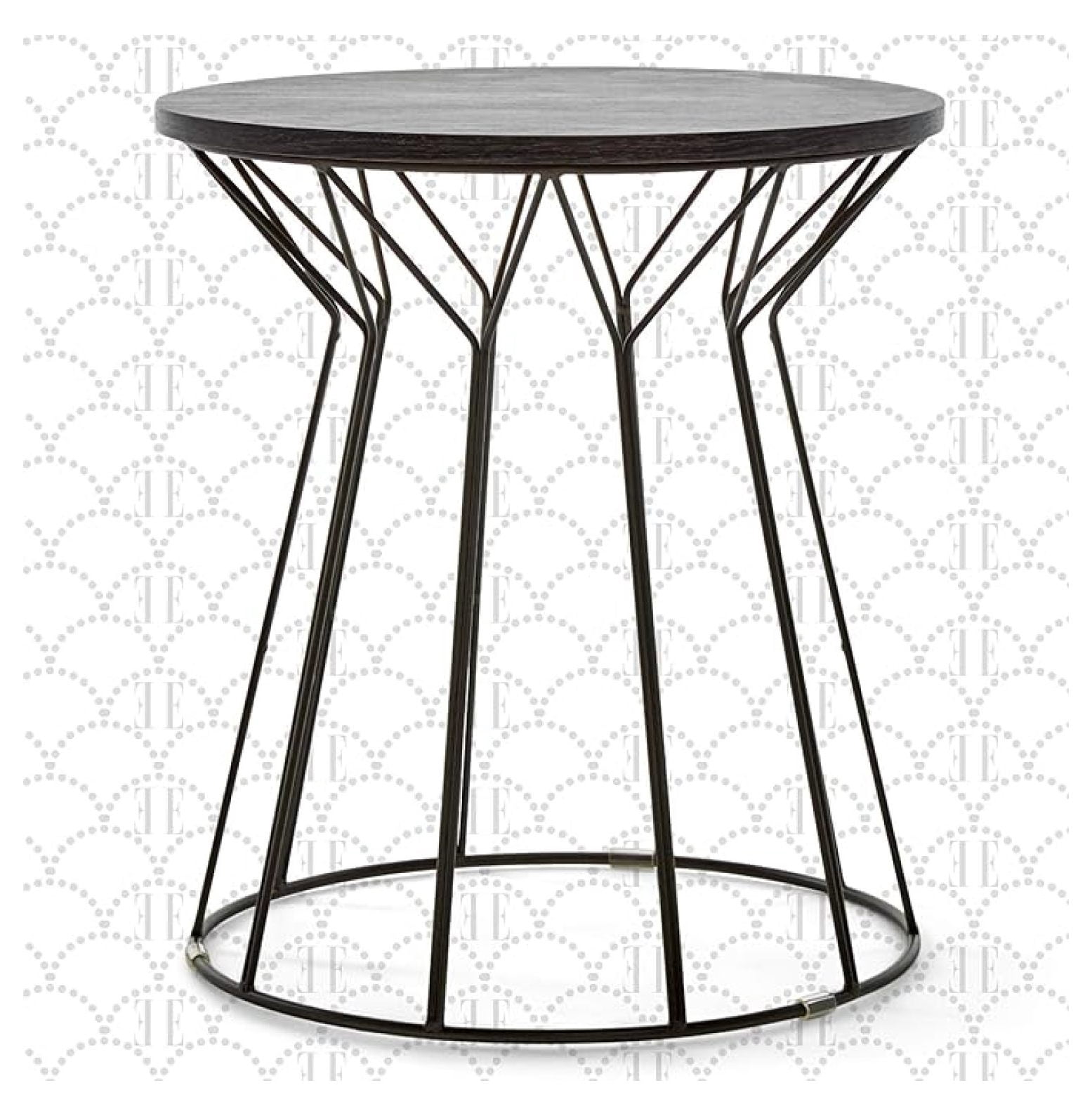 Fleur Side Table, Small Metal Leg Nightstand, Wood Grain Top, -Century ...