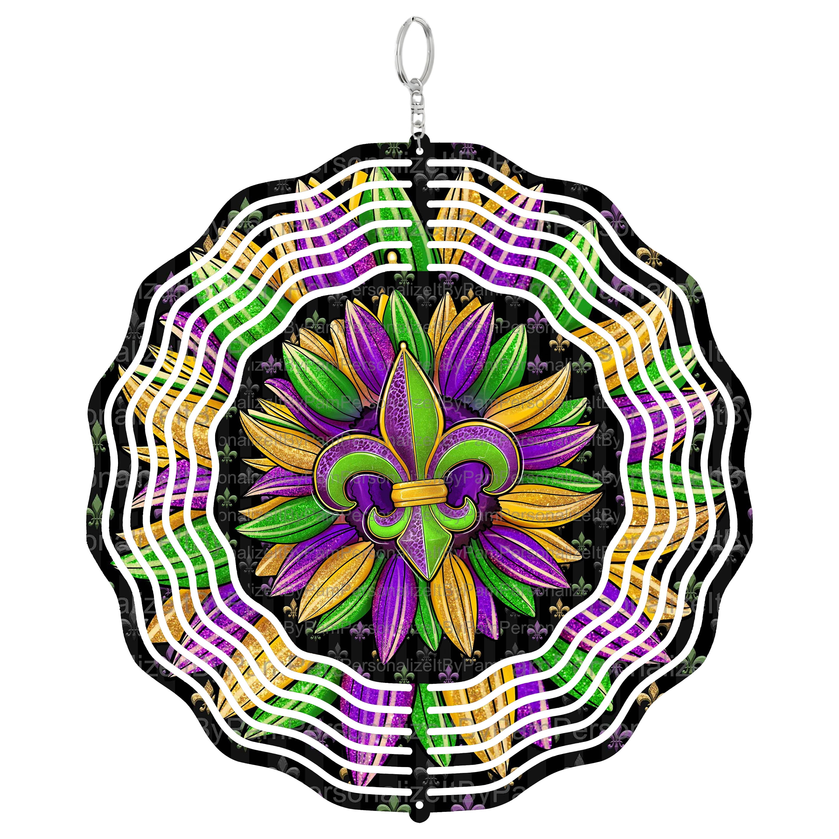 Fleur de Lis 3D Wind Spinner Window Hanging Decor Mardi Gras Purple ...