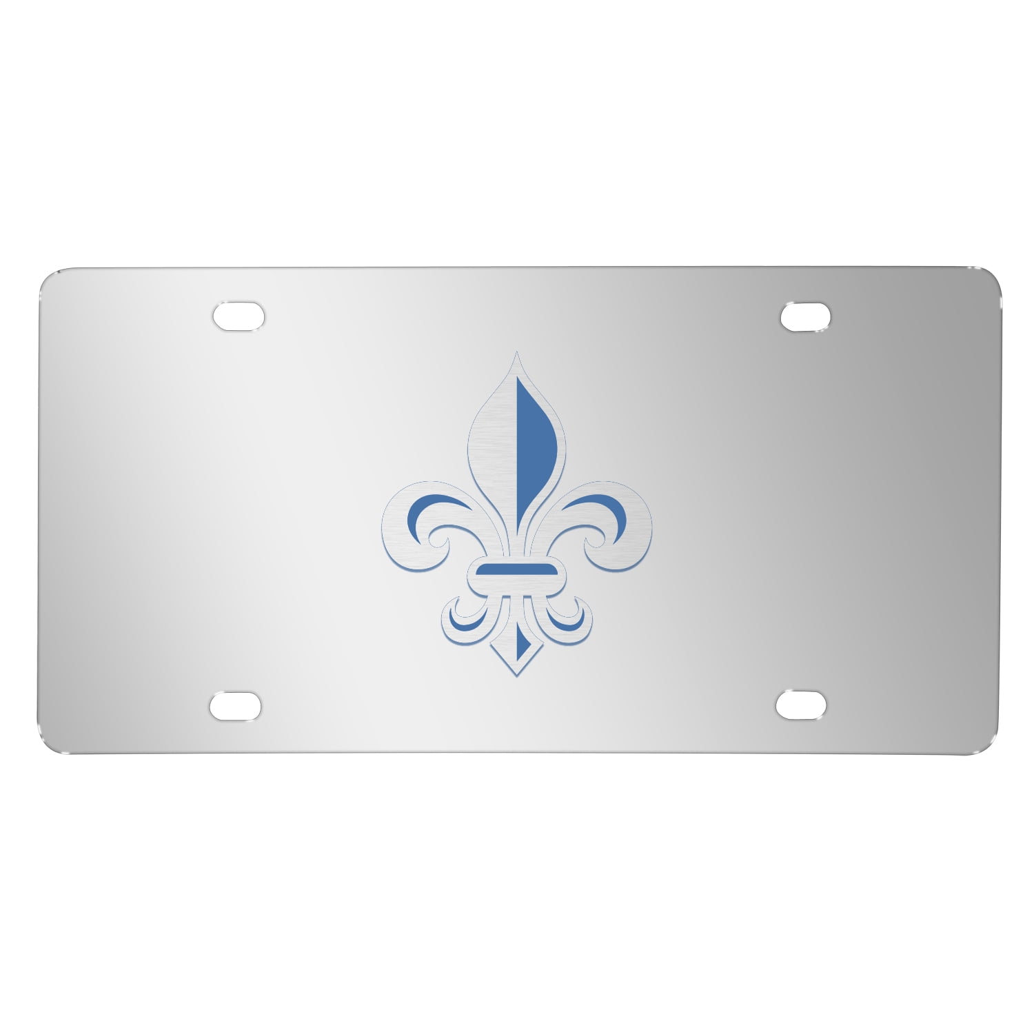 Fleur-de-Lis FDL 3D Half Blue Mirror Chrome Stainless Steel License ...
