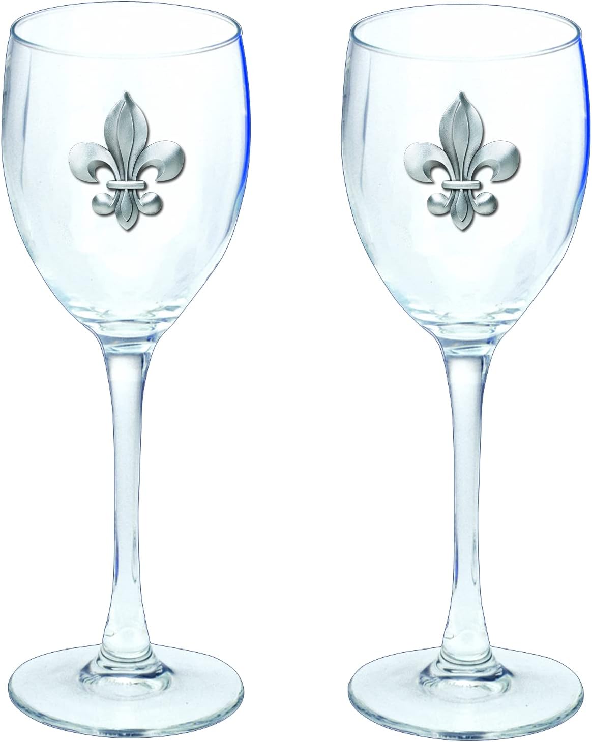 Fleur de Lis Glass Goblets – Set of 2 | 12 OZ Goblet Wine Glasses ...