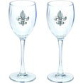 Fleur de Lis Glass Goblets – Set of 2 | 12 OZ Goblet Wine Glasses ...