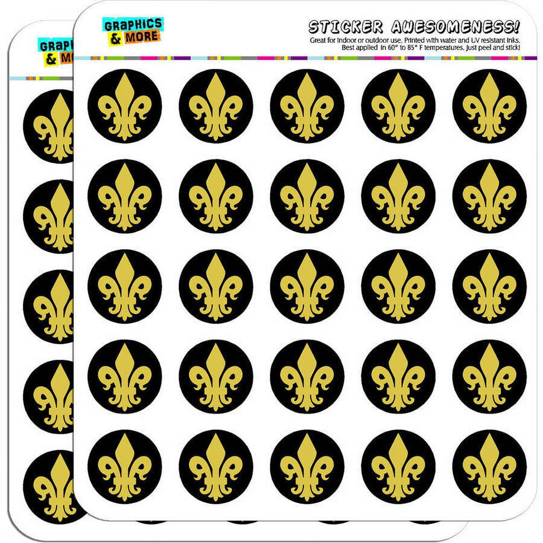 Fleur de Lis Gold on Black 50 1" Planner Calendar Scrapbooking Crafting ...