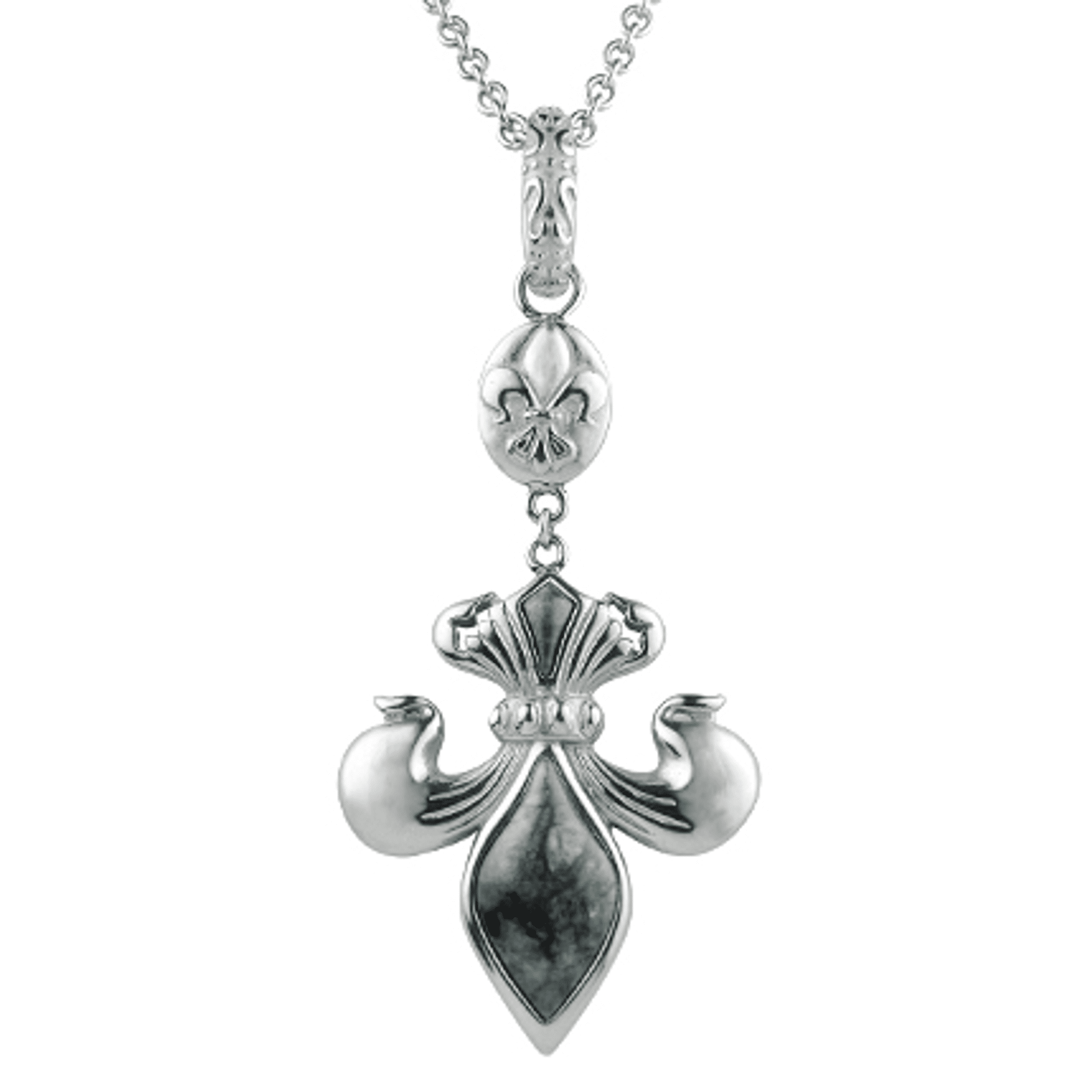 Fleur-de-Lis - Green Marble Lily Necklace[ 26x13.9x1.59 Sliver ...
