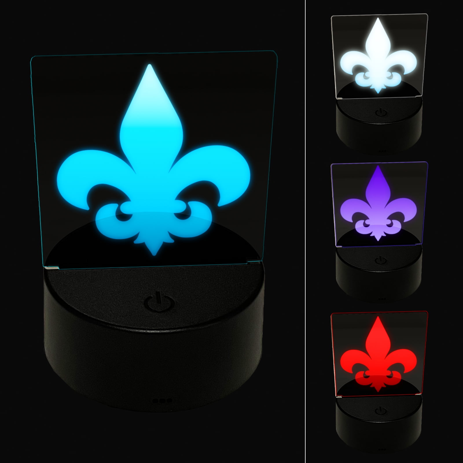Fleur de Lis Solid LED Night Light Sign 3D Illusion Desk Nightstand ...