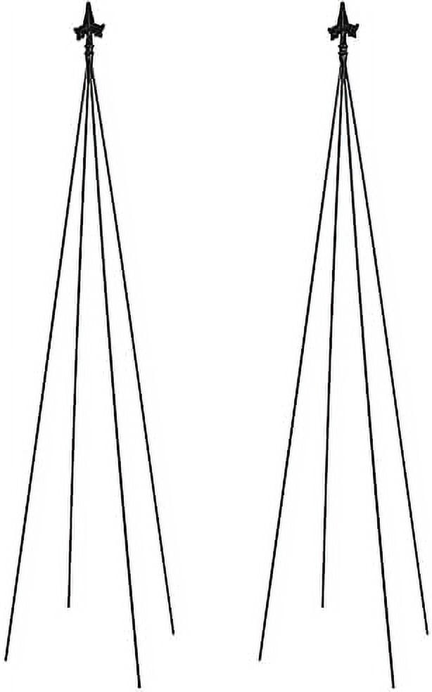 Fleur-de-lis, 78-Inch Wrought Iron Garden Stake Trellis, Black (Pack of ...