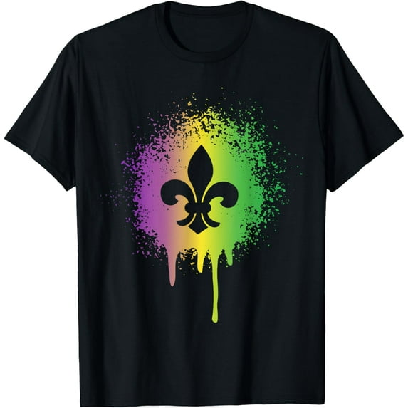 Fleur de lis splash with mardi gras colors T-Shirt - Walmart.com