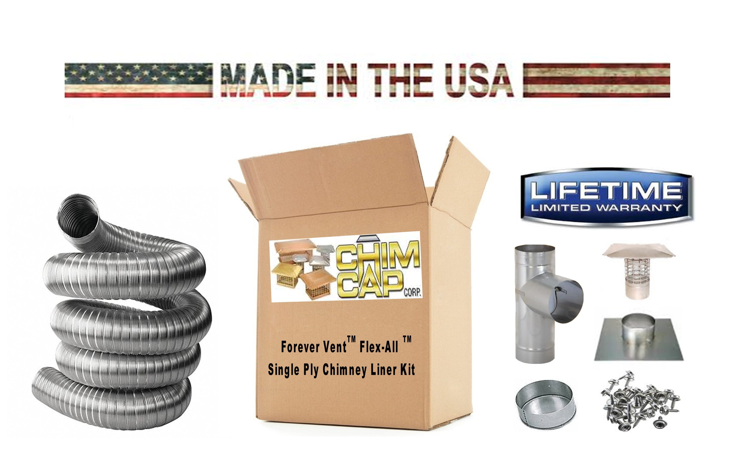Flex-All tm 4"x 25' Single Ply S/S Liner Kit - Walmart.com