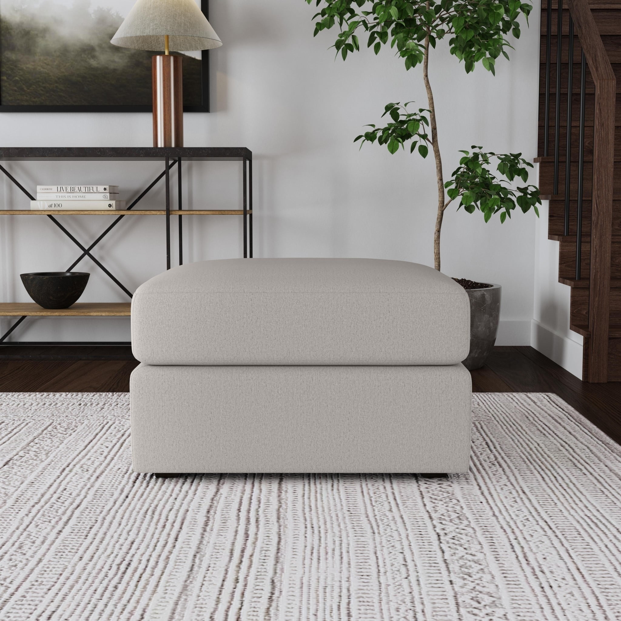 Flex Beige Square Upholstered Ottoman with Performance Fabric - Walmart.com