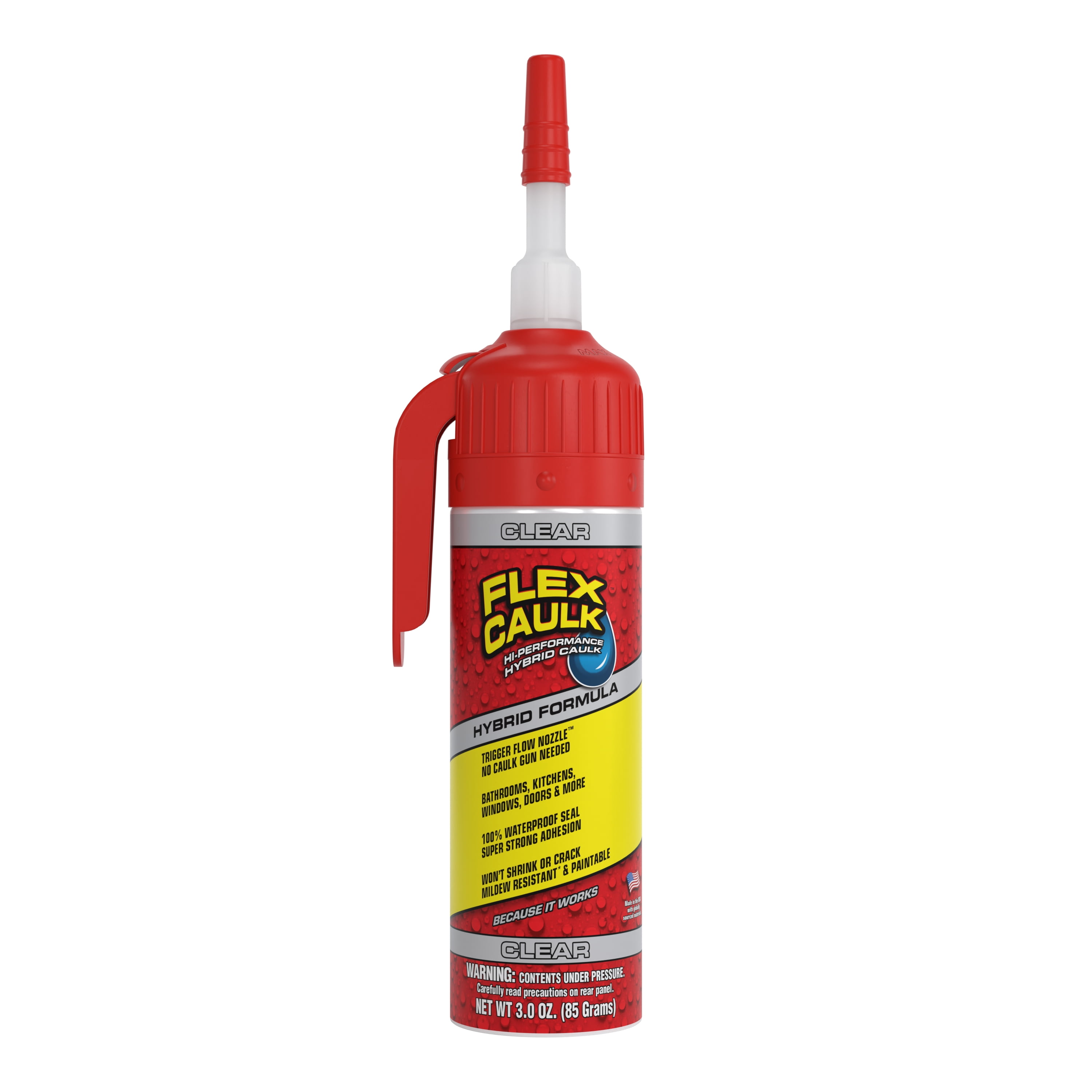 Flex Caulk All Purpose Clear 3 oz Pressurized Can, Trigger Flow Nozzle ...