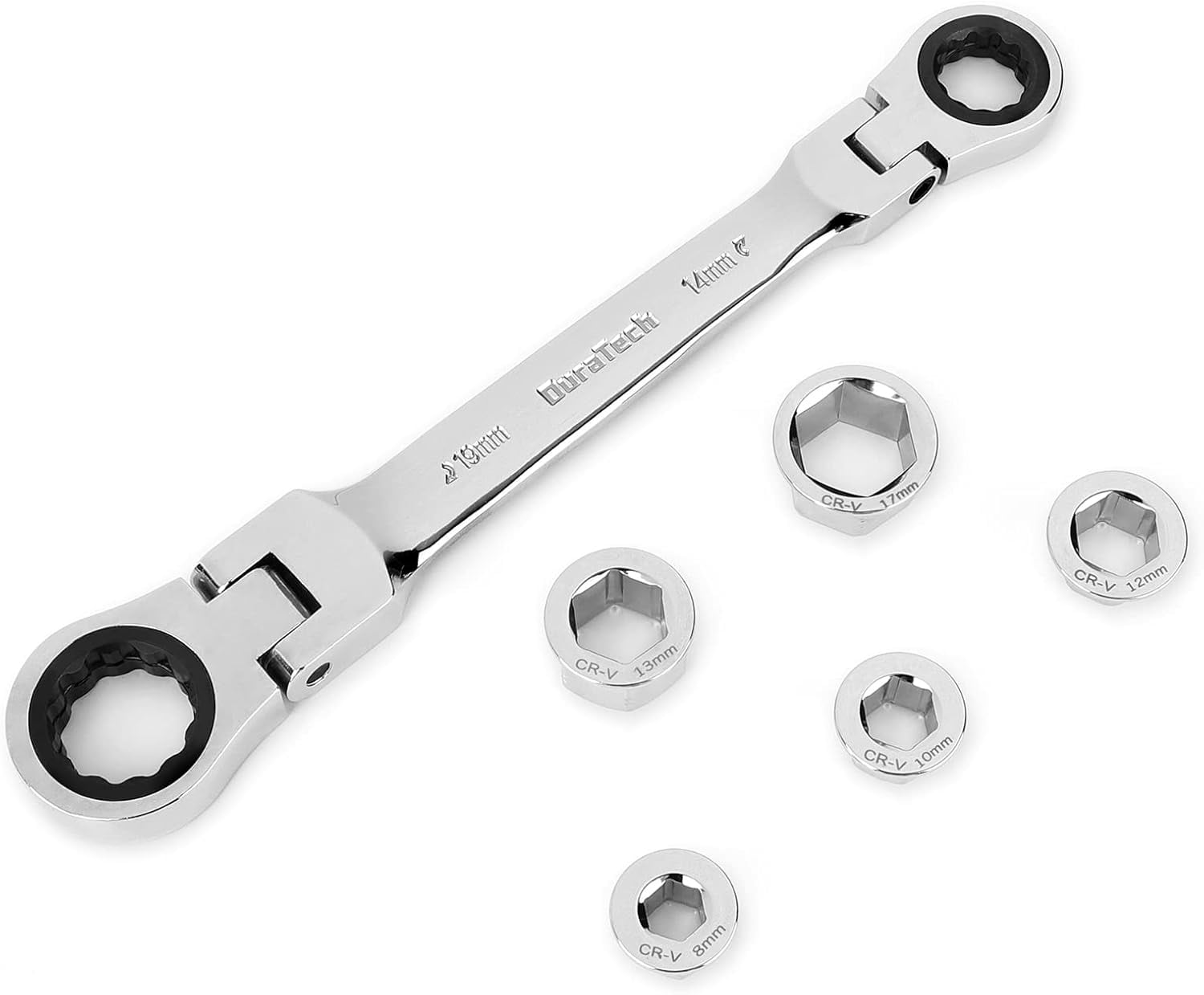 Flex- Double Box End Ratcheting Wrench Set, 7-In-1 Metric Wrench Set, 8 ...