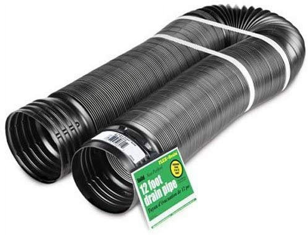 Flex-Drain 51710 Flexible/Expandable Landscaping Drain Pipe, Solid, 4 ...
