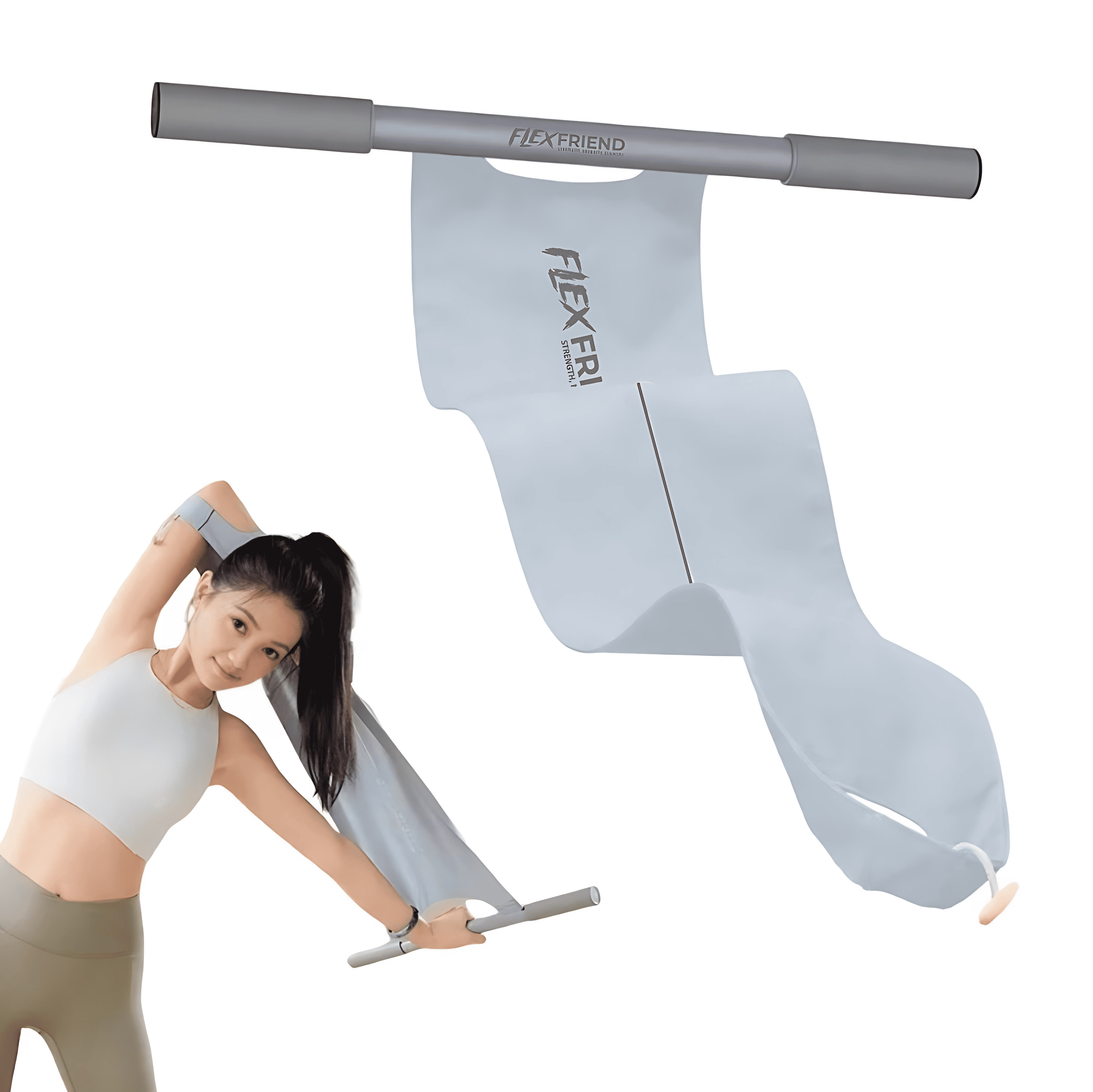 Flex Friend Yoga/Pilates Stretching Strap, Non-Elastic with Ergonomic ...