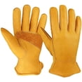Flex Grip Leather Work Gloves Stretchable Wrist Tough Cowhide Working ...
