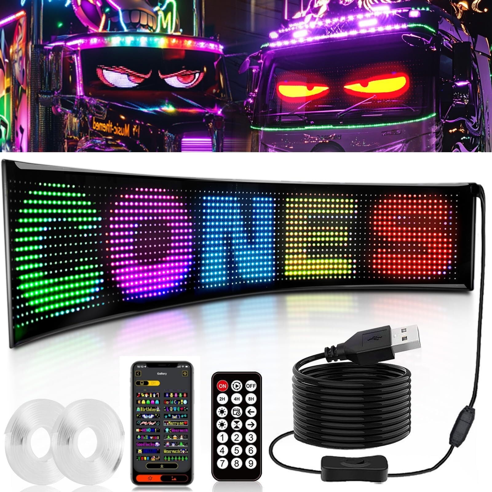 Flex LED Display for Car Eyes, Programmable Devils Eye LED Soft Screen ...