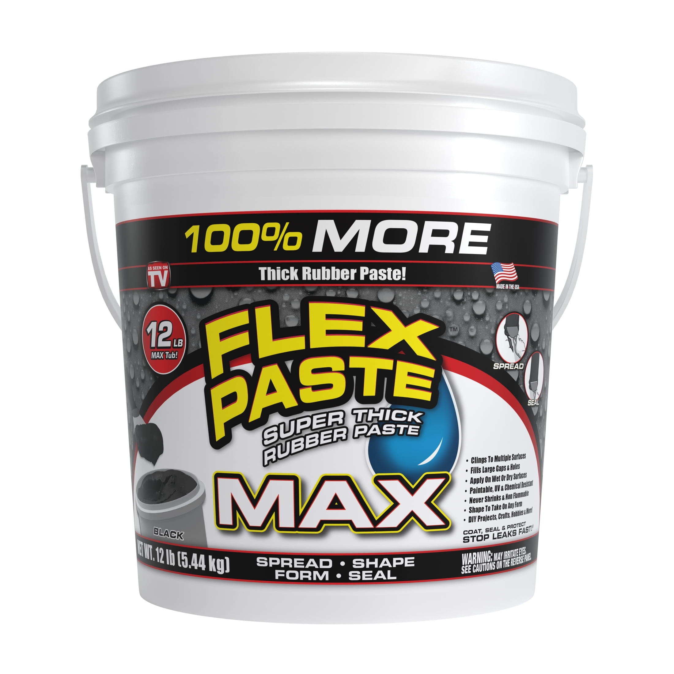 Flex Paste MAX 12lb - Super Thick Rubberized Waterproof Sealant ...