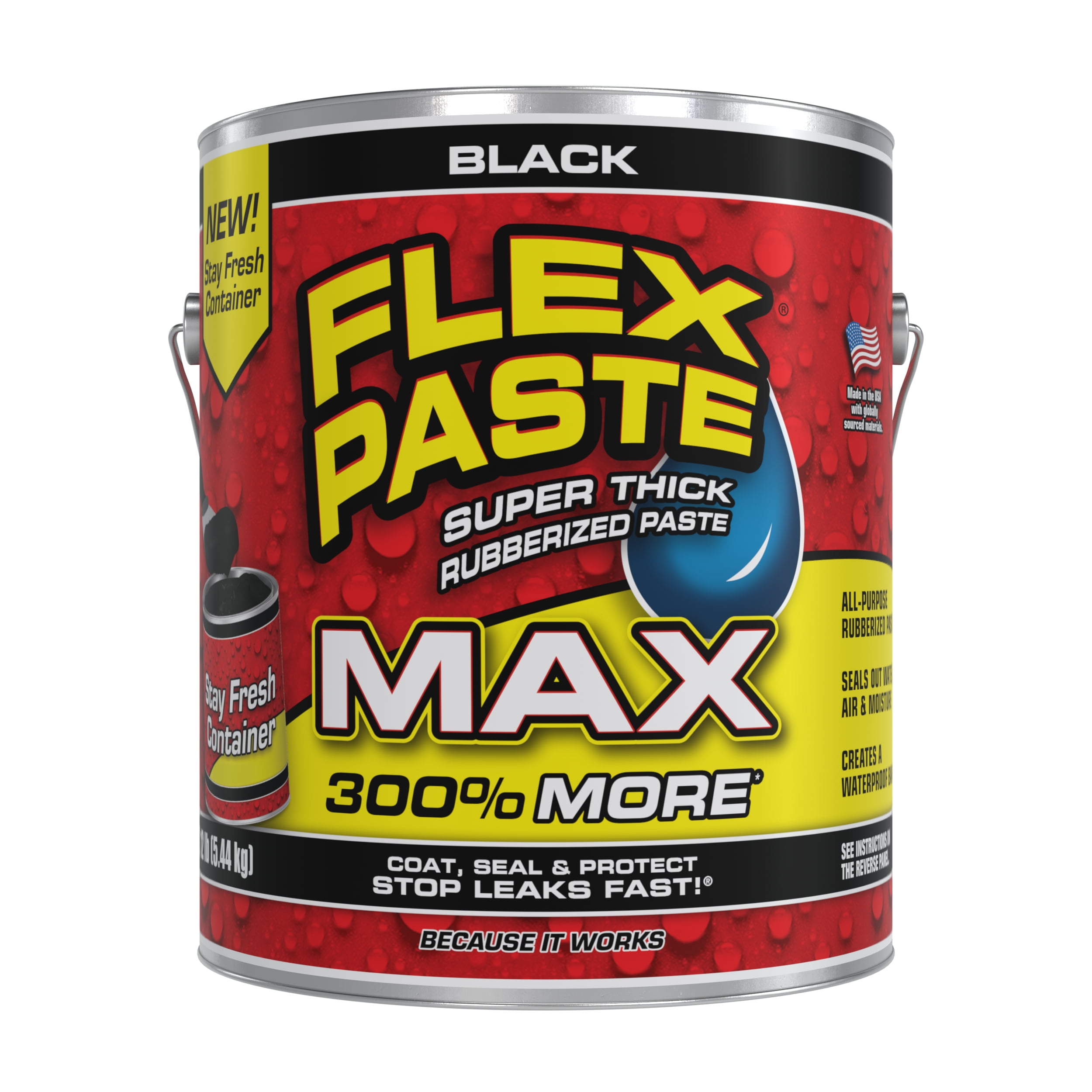 Flex Paste Max Industrial Sealant, Thick Rubber Paste, Black, 12 lbs ...