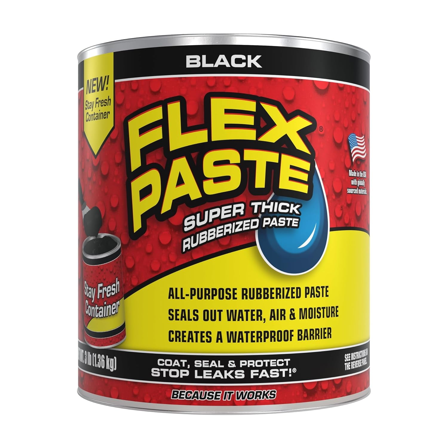 Flex Paste, Quart, Black, Waterproof Paintable Putty, Spackle Sealant ...