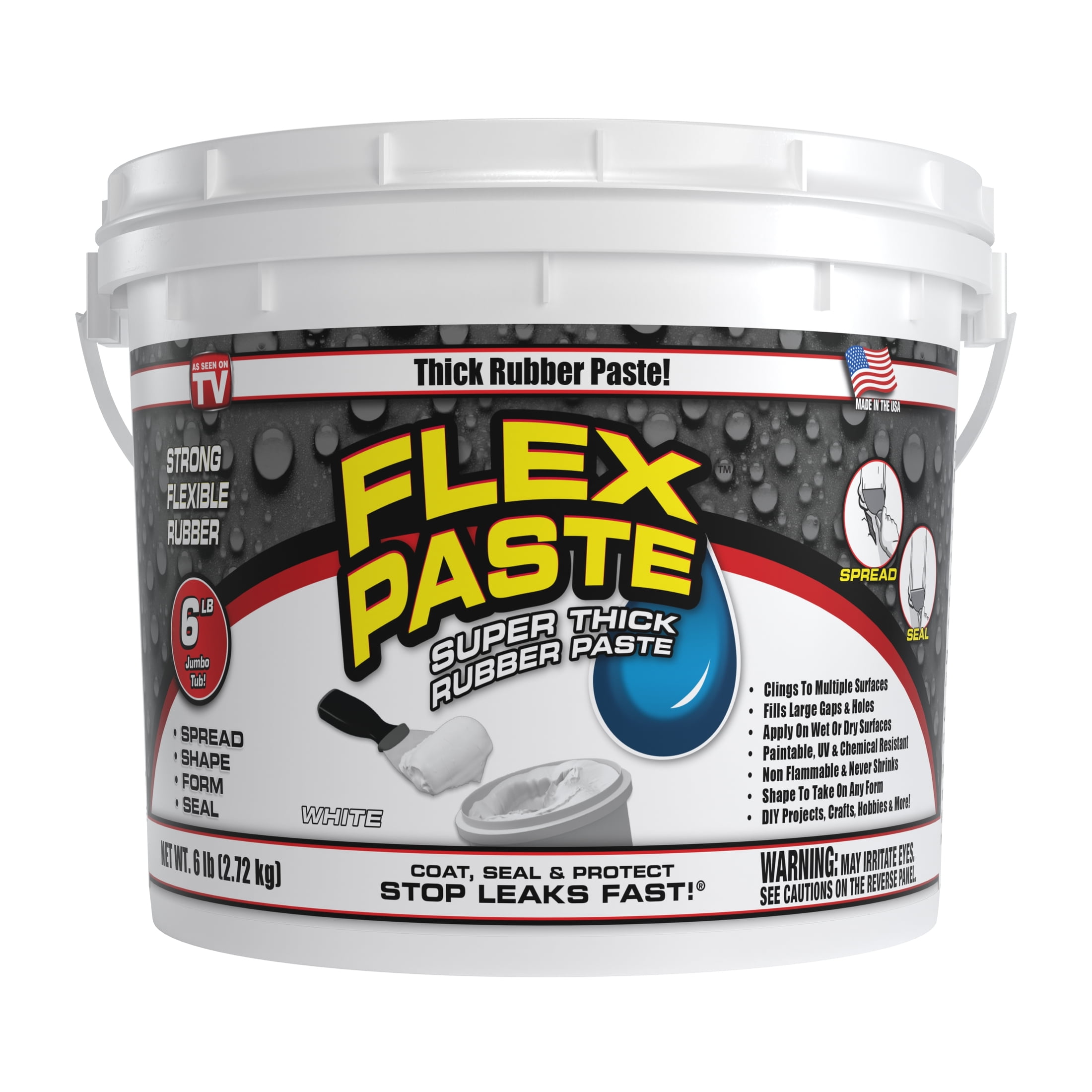 Flex Paste 6 lb, Super Thick Rubberized Leak Sealant, Waterproof ...