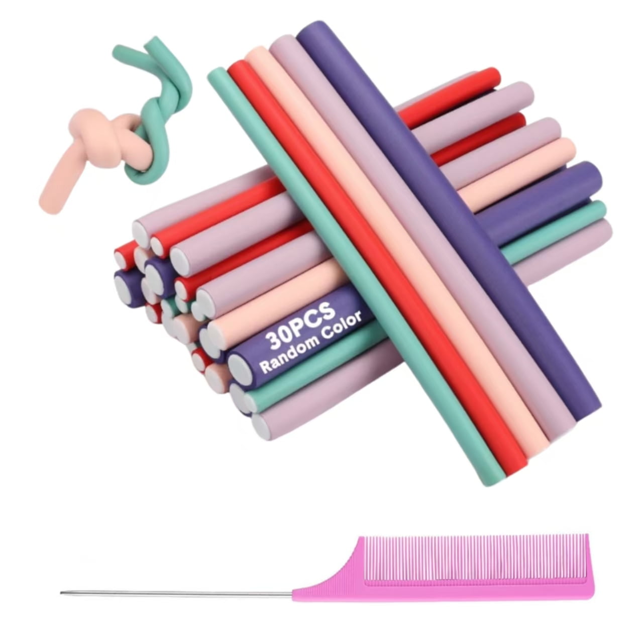 Flex Rods for Hair,Large Flexible Hair Curling Rods,30 Pieces Soft Foam ...
