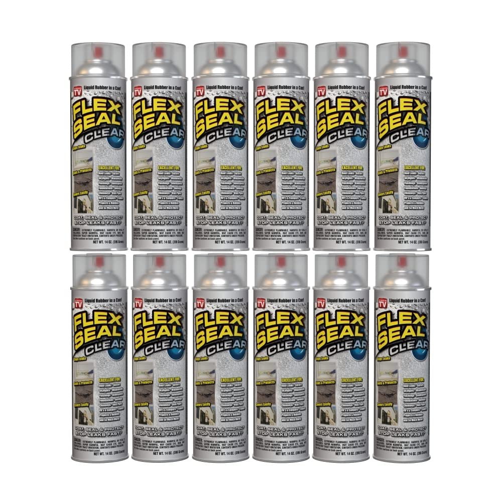 Flex Seal, 14 oz, 12-Pack, Clear, Stop Leaks Instantly, Transparent ...